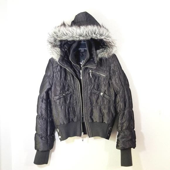 giacca | Jackets & Coats | Giacca Gun Metal Gray Fur Hooded Jacket Coat ...